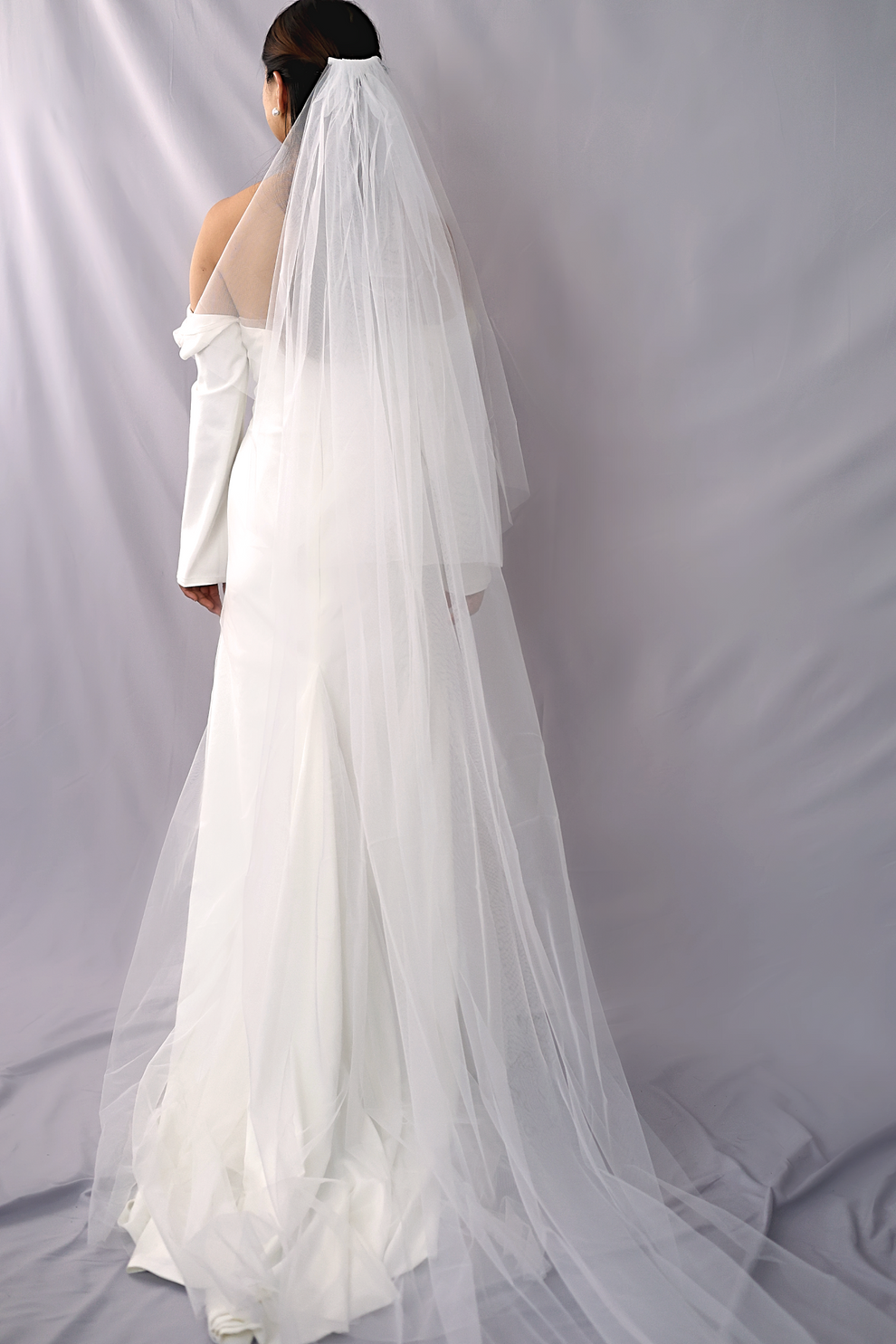Chloe Two-Tiered Tulle Veil in Cathedral Length | Bone and Grey Bridal ...