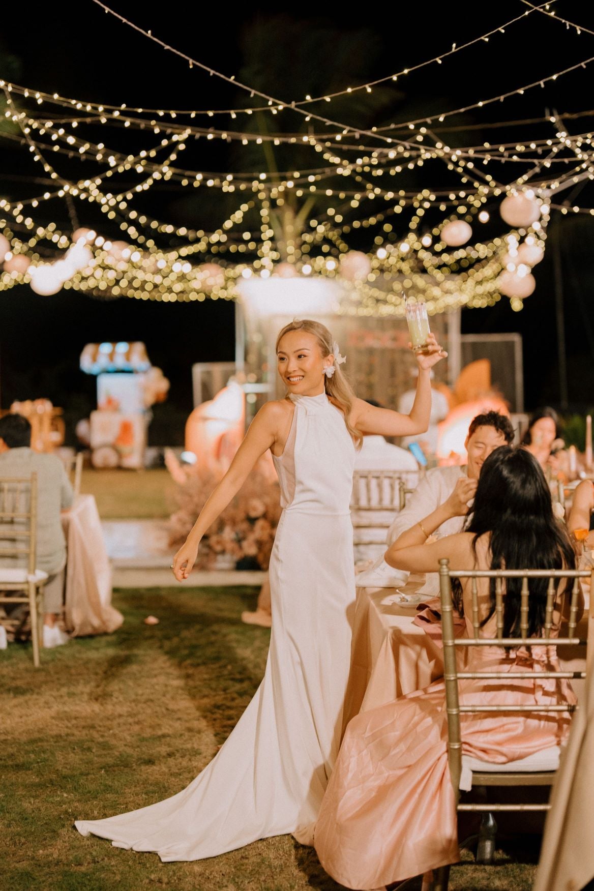 Shelly High Neckline Halter Crepe Wedding Dress with Sexy Open Back ...